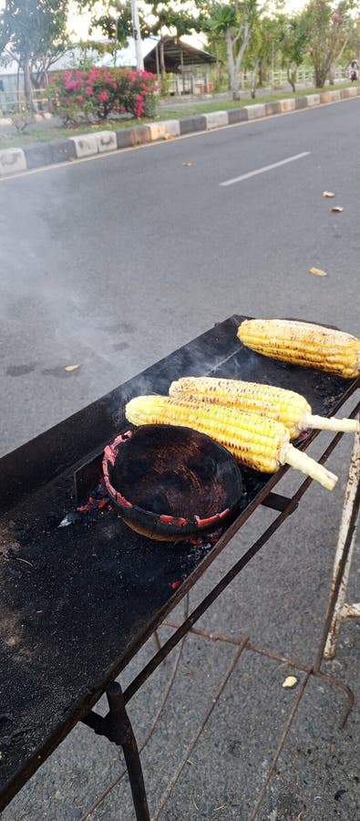 Roasted Corn is Sold on the Side of the Road Stock Photo - Image of ...