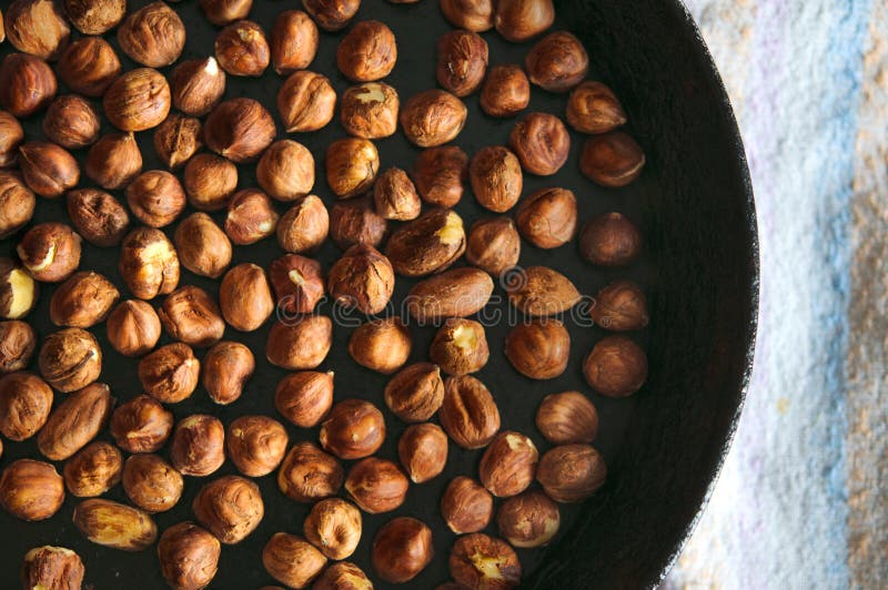 Roasted Dried Hazelnuts on Iron Pan Stock Photo - Image of mixed ...