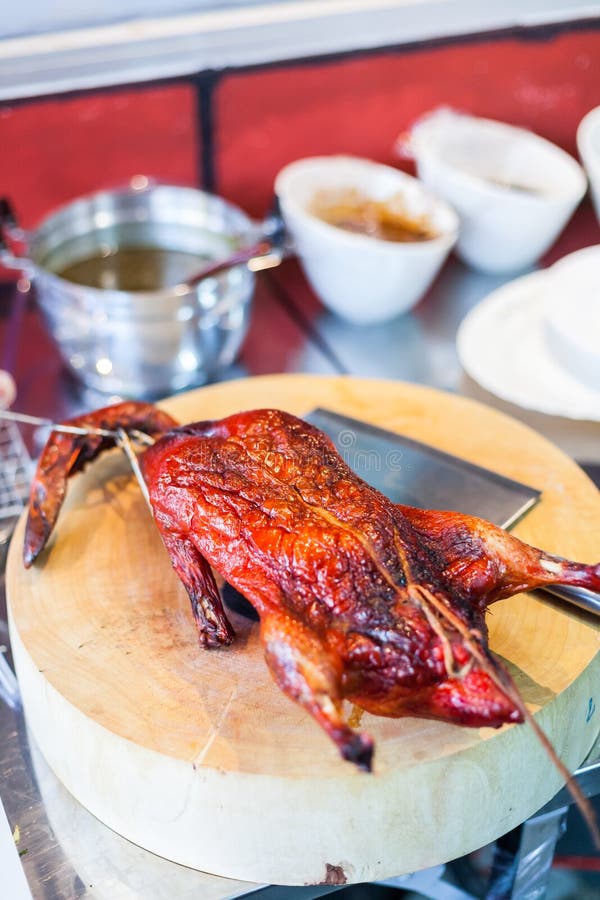 Roasted Duck on the Chopping Block Stock Image - Image of chef ...