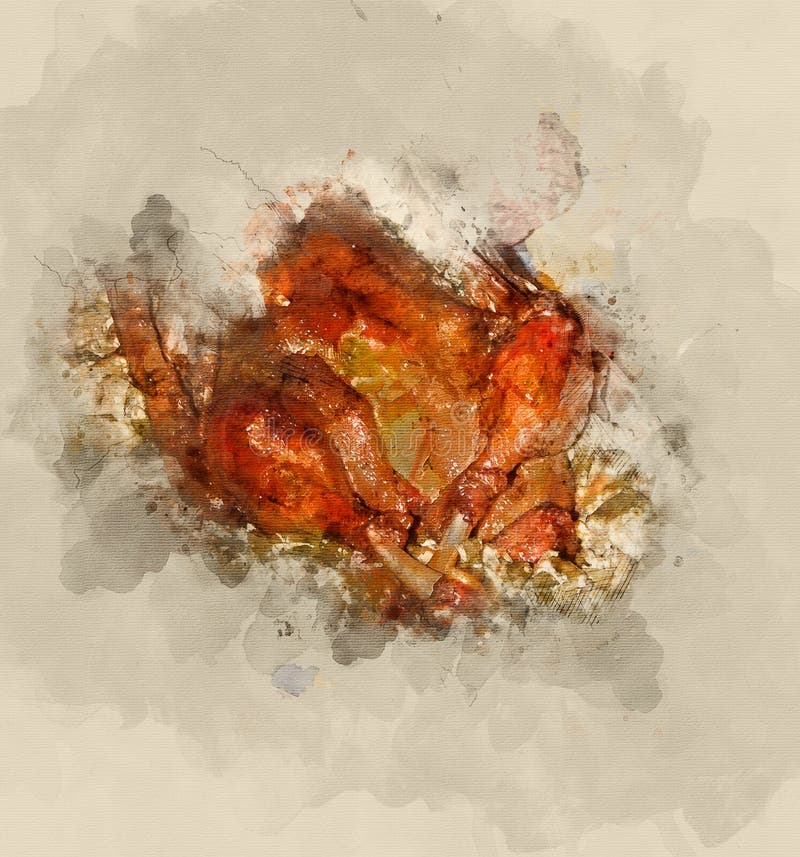 Roasted Duck with Rice, Thai Food, Chinese Food. Hand Draw Sketch ...