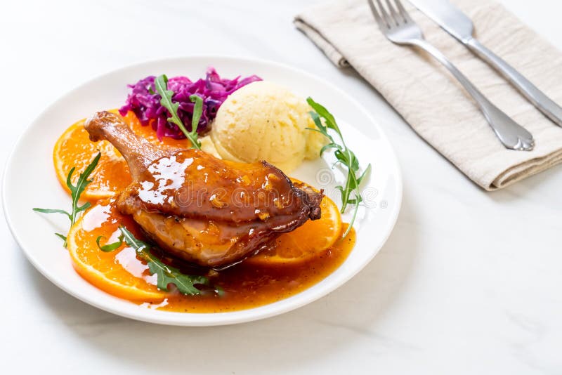 Duck Leg Steak with Orange Sauce Stock Image - Image of meat, fillet ...