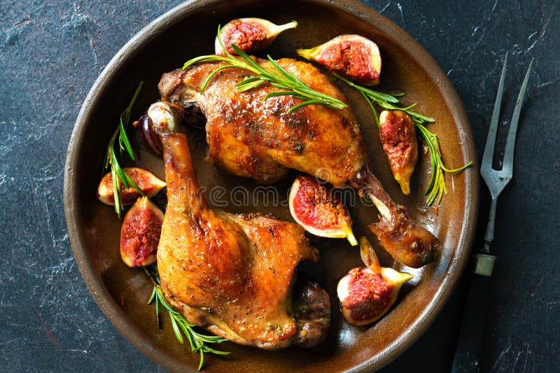 Roasted Duck Legs with Figs and Spices Stock Image - Image of goose ...