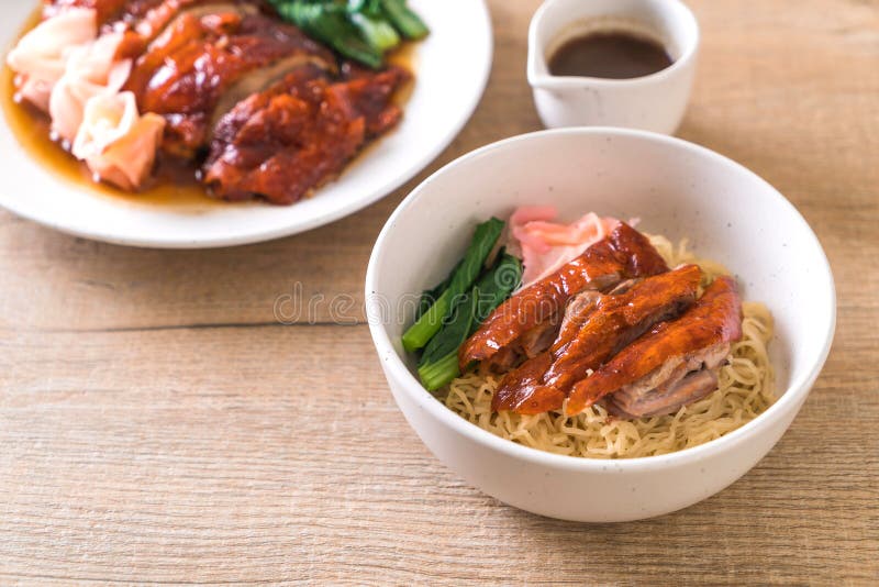 Roasted duck noodles stock photo. Image of bowl, duck - 143105126