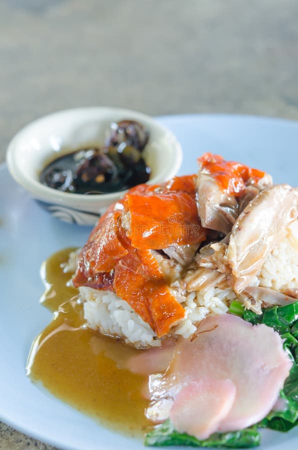Roasted duck over rice stock photo. Image of pieces, duck - 38095086