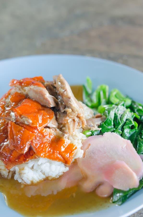 Roasted duck over rice stock photo. Image of delicacy - 38095128