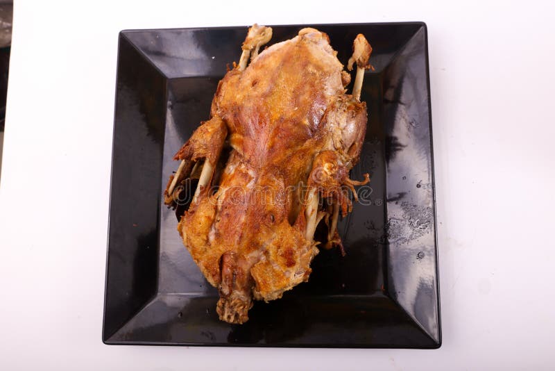 Roasted Duck on a Plate stock image. Image of xmas, herb - 110961269