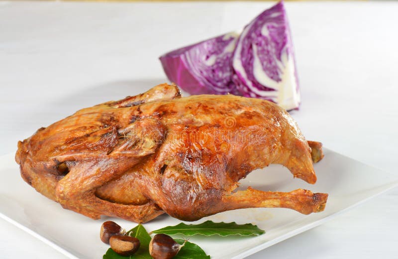 Roasted Duck with Red Cabbage Stock Image - Image of dumplings, menu ...