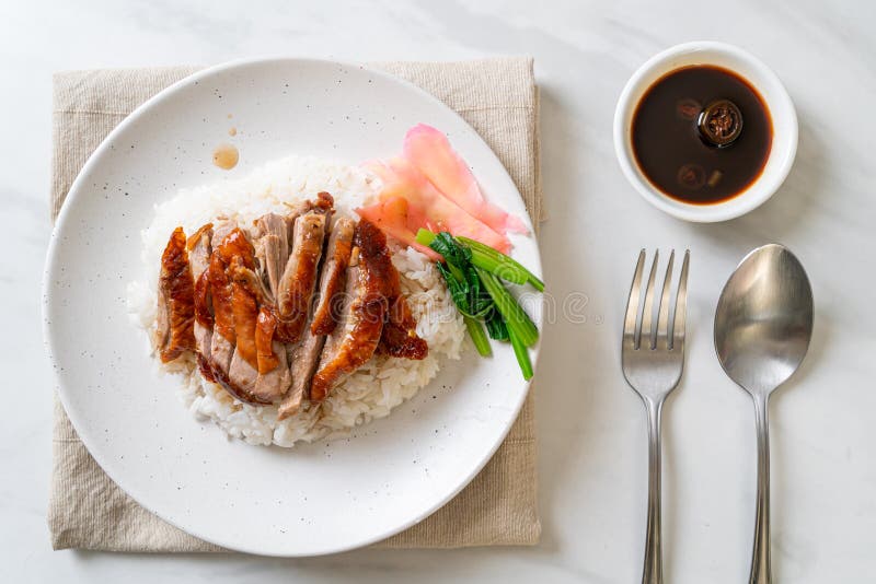 Roasted duck on rice stock photo. Image of pork, roasted - 192757862