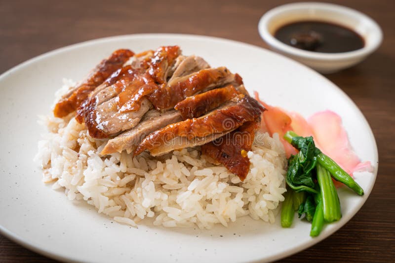 Roasted duck on rice stock image. Image of delicious - 199083191