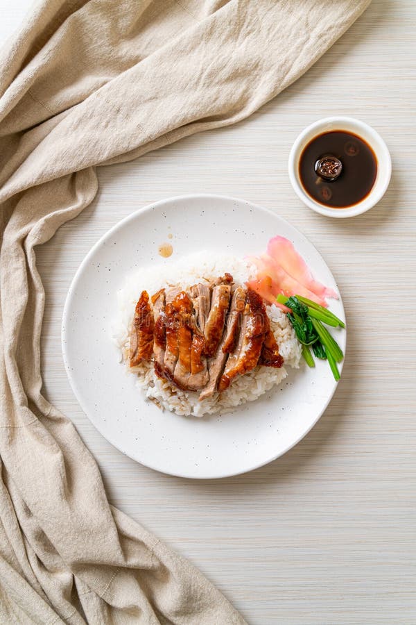 Roasted duck on rice stock image. Image of duck, healthy - 208113831