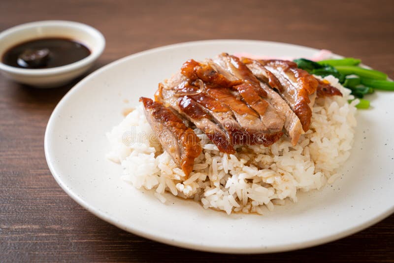 Roasted duck on rice stock photo. Image of food, lunch - 209360108