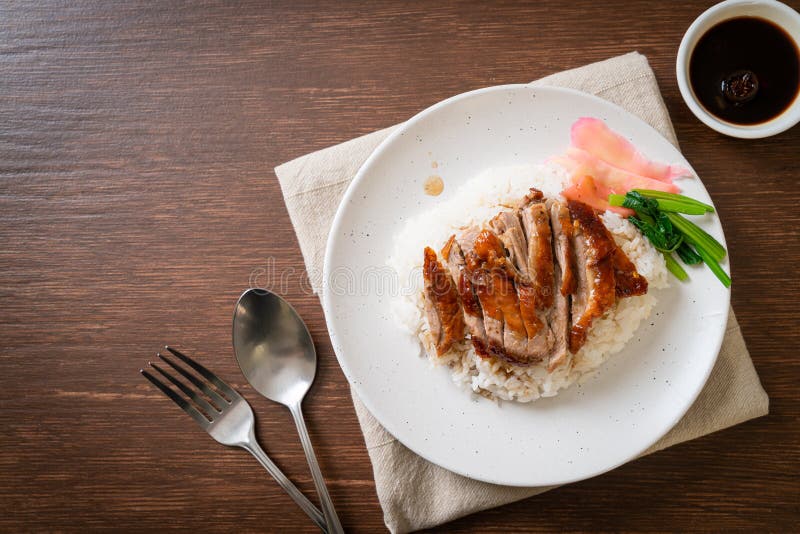 Roasted duck on rice stock image. Image of grill, culture - 227540563
