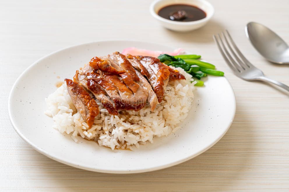 Roasted duck on rice stock photo. Image of food, gourmet - 256391098