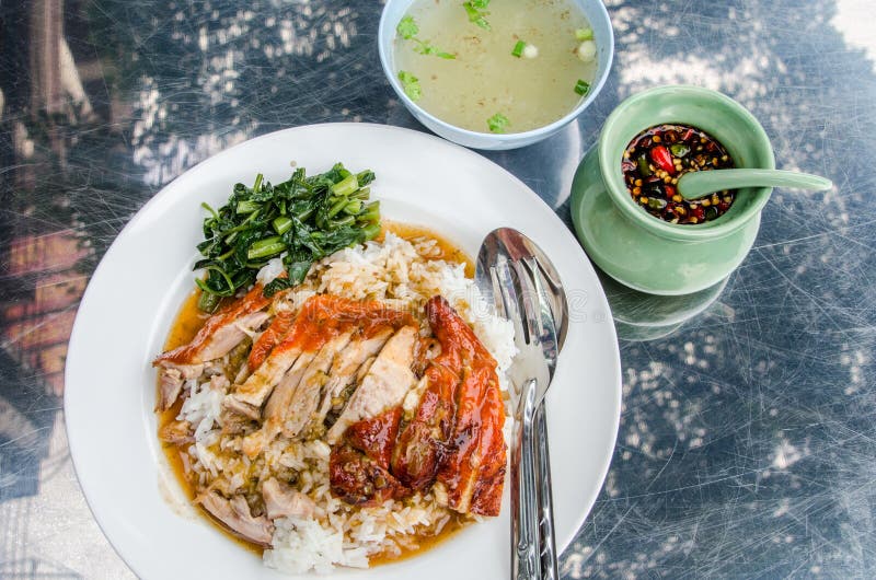 Roasted duck with rice stock image. Image of view, angle - 93412149