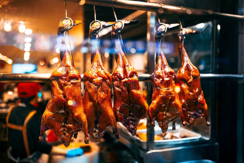 Roasted Ducks in a Restaurant Window. Stock Photo - Image of kitchen ...