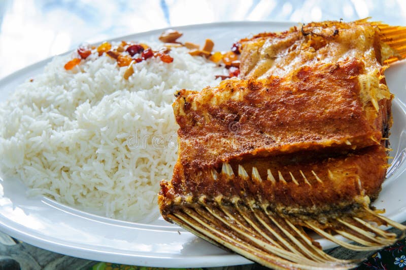 Roasted Fish and Chilli Mixed with Cooked Rice.Arabic Food Stock Image ...