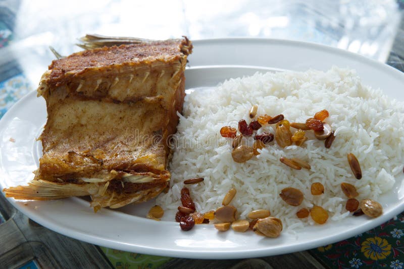 Roasted Fish and Chilli Mixed with Cooked Rice.Arabic Food Stock Photo ...