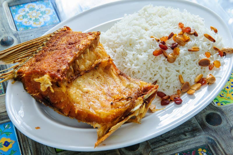 Roasted Fish and Chilli Mixed with Cooked Rice.Arabic Food Stock Image ...