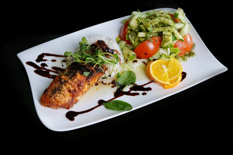 Roasted fish and rice stock image. Image of roast, cooked - 55905343