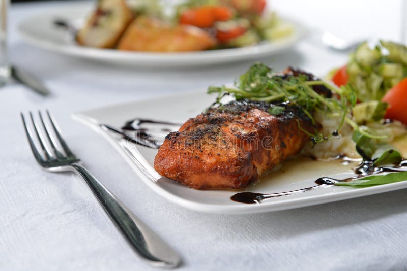 Roasted fish and rice stock photo. Image of dill, dinner - 55905494