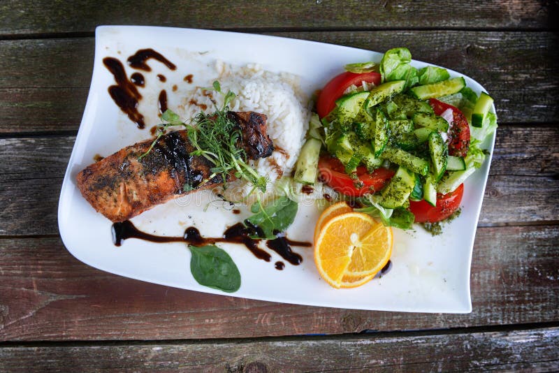 Roasted fish and rice stock image. Image of rice, roast - 55920473