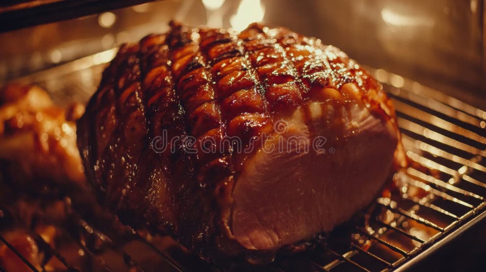 Roasted Glazed Ham on a Grill Rack Stock Illustration - Illustration of ...