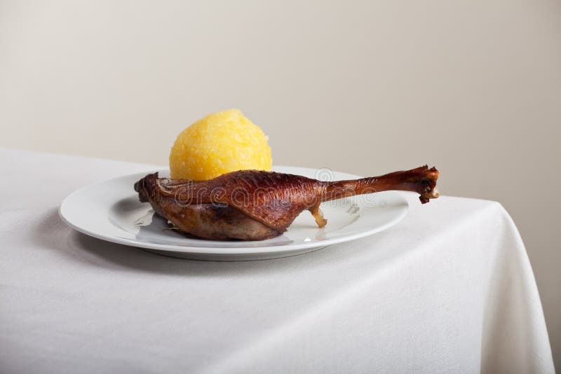 Roasted goose leg stock image. Image of copy, sauce, white - 37623207
