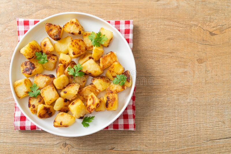Roasted or Grilled Potatoes on Plate Stock Image - Image of herb, fast ...