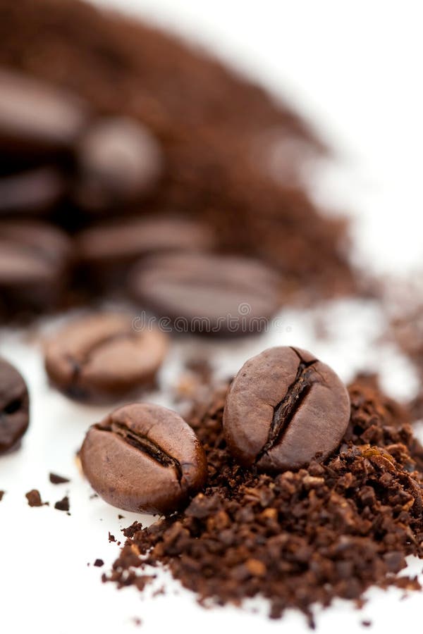 Roasted and Ground Coffee Bean Stock Image - Image of isolated ...