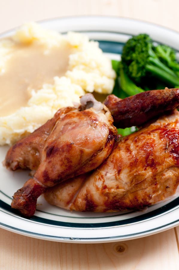 Roasted Half Chicken Dinner Stock Image - Image of calorie, chicken ...