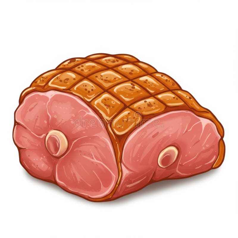 Roasted Ham: Detailed Close Up of Glazed Pork Stock Illustration ...