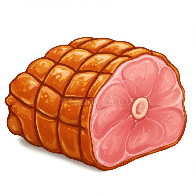 Roasted Ham Slice Illustration Stock Illustration - Illustration of ...