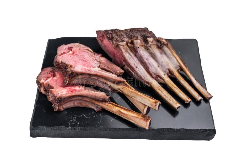 Roasted Lamb Chops Steaks, Mutton Meat Cutlets Isolated on White ...