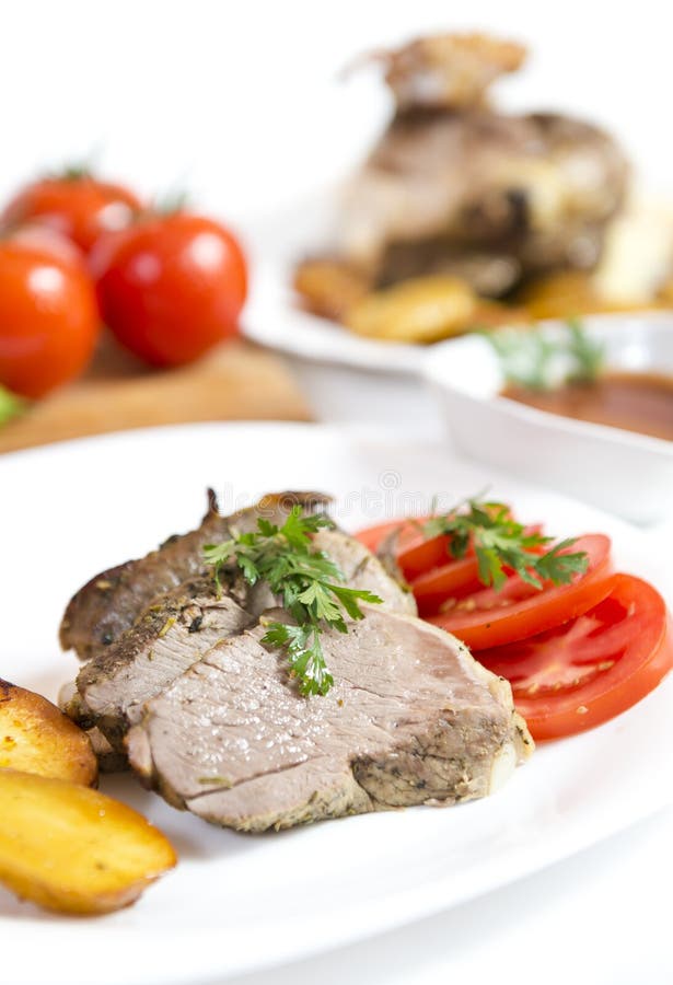 Roasted lamb meat stock photo. Image of served, sirloin - 26777722