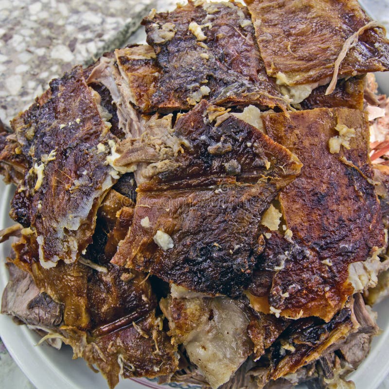 Roasted lamb on the plate stock photo. Image of background - 92064510