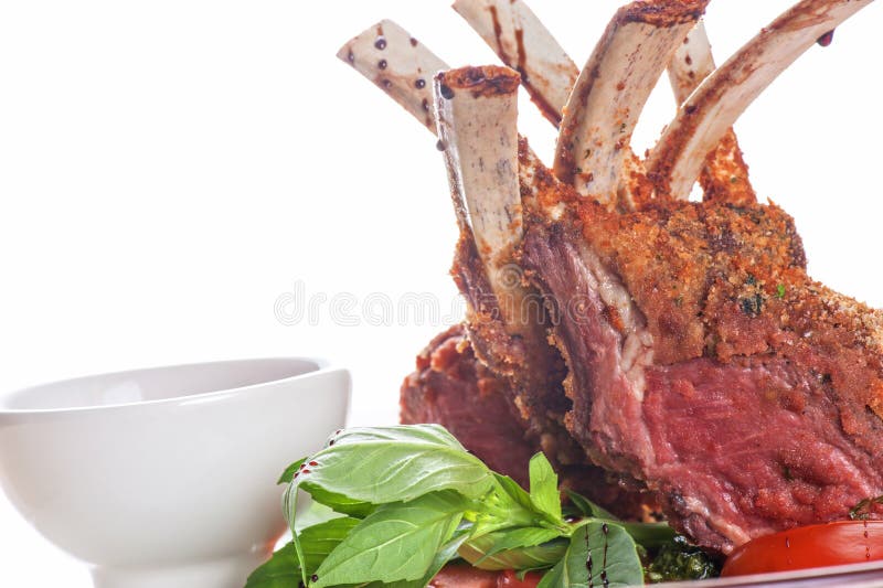 Roasted lamb rib stock image. Image of gastronomy, green - 38929877