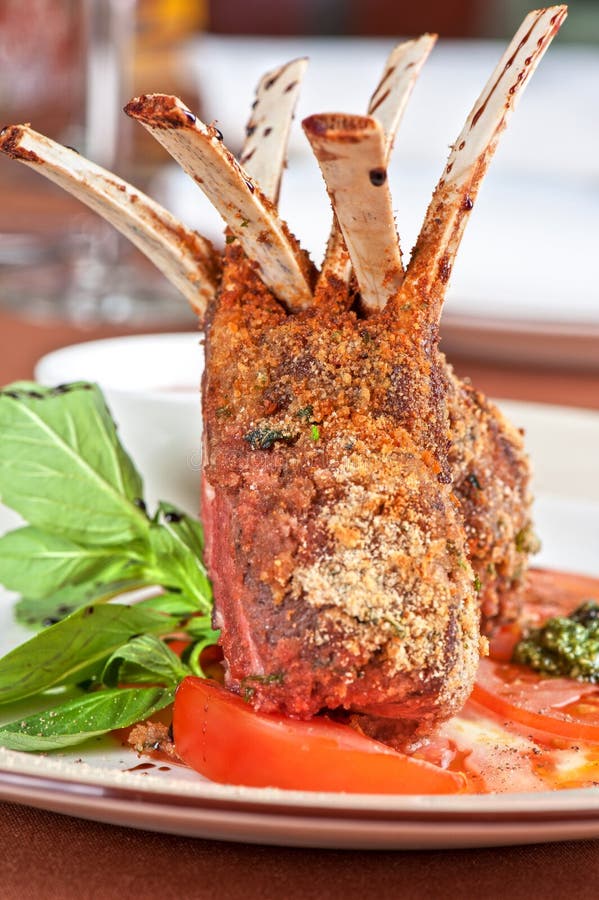 Roasted lamb chops stock image. Image of delicious, fork - 16128647