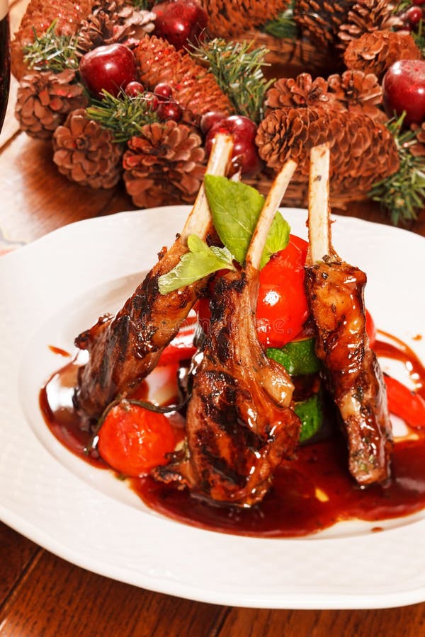 Roasted lamb ribs stock image. Image of nutrition, holiday - 28155699