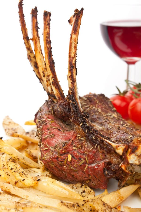 Roasted Lamb Ribs with Potatoes Stock Image - Image of oven, herby ...