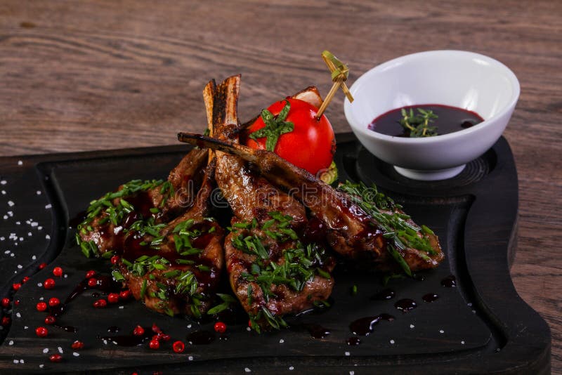 Roasted lamb ribs stock image. Image of grill, meat - 129347413