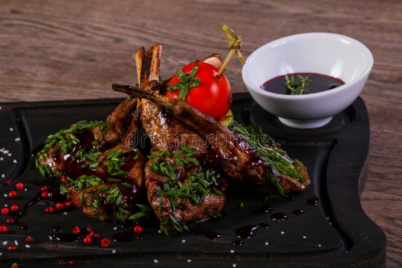 Roasted lamb ribs stock image. Image of background, chops - 127480613