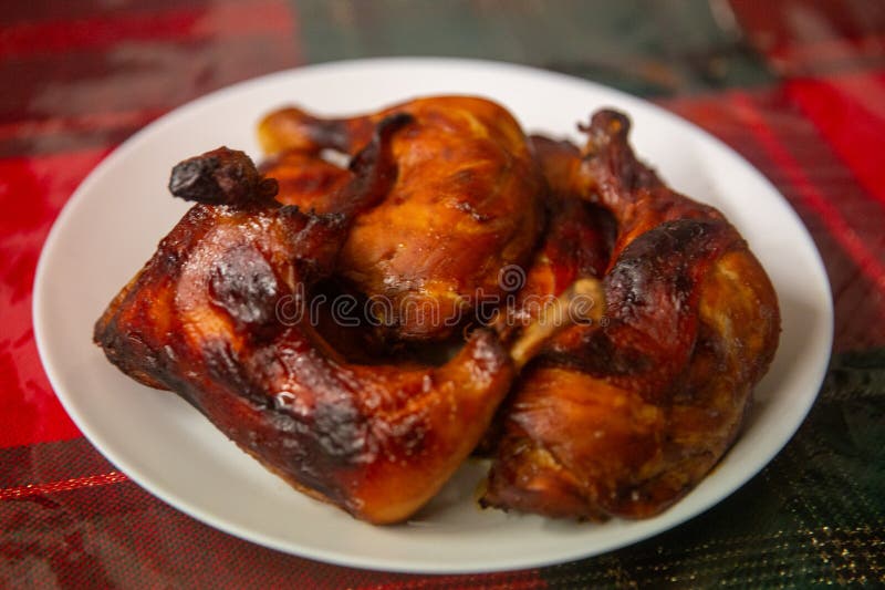 Roasted Marinated Chicken Quarters Stock Image - Image of food, sweet ...