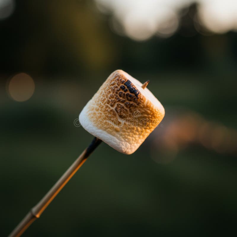 Roasted Marshmallow on a Stick Outdoors Stock Illustration ...