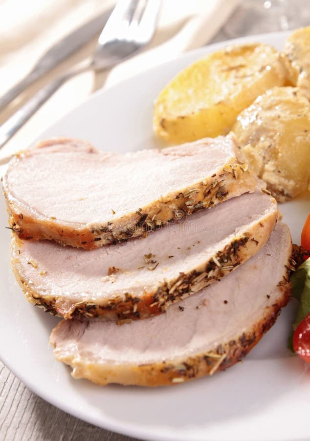 Roasted meat stock image. Image of food, tenderloin, potato - 25502467