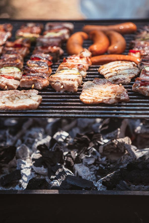 Roasted Meat Cooked at Barbecue. Stock Image - Image of hunting, food ...