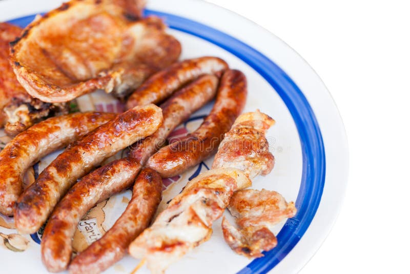 Roasted meat on dish stock image. Image of beef, plate - 30952813