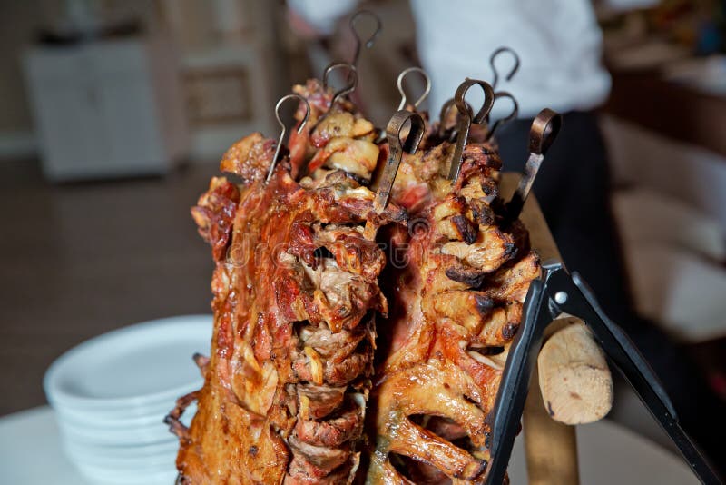 Roasted Meat Over an Open Fire, Cooked in a Special Way.Barbecue is ...
