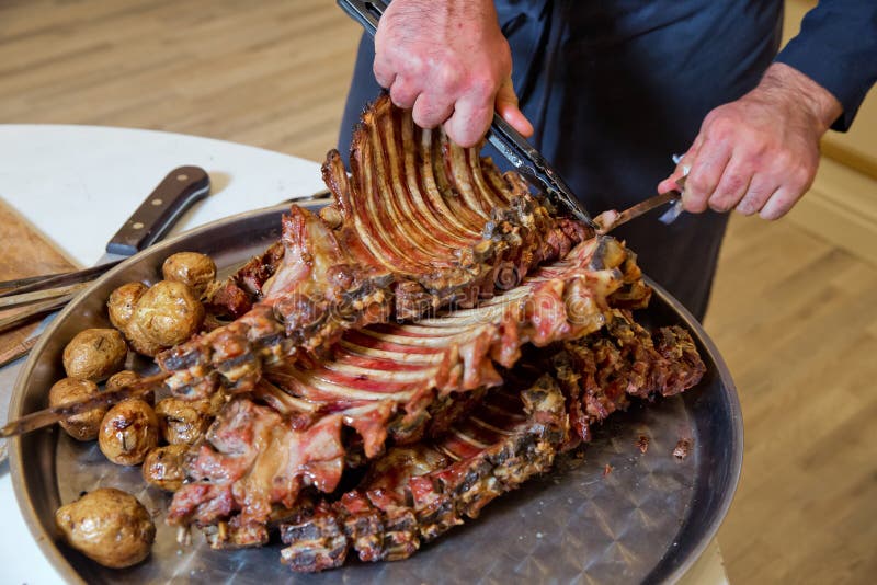 Roasted Meat Over an Open Fire, Cooked in a Special Way.Barbecue is ...