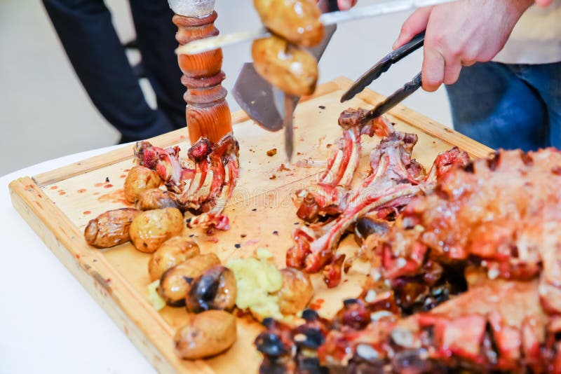 Roasted Meat Over an Open Fire, Cooked in a Special Way.Barbecue is ...