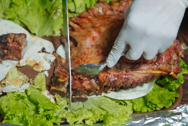 Roasted Meat Over an Open Fire, Cooked in a Special Way.Barbecue is ...